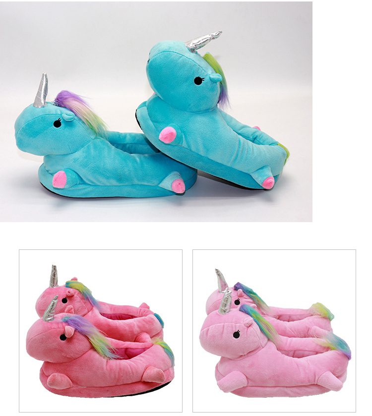 Unicorn Slippers Multi-Colored Warm Pluffy Comfortable Heel For Kid ...